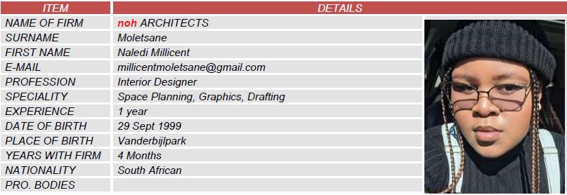 Millicent Moletsane – noh ARCHITECTS