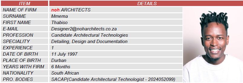 Thabiso Mmema – noh ARCHITECTS